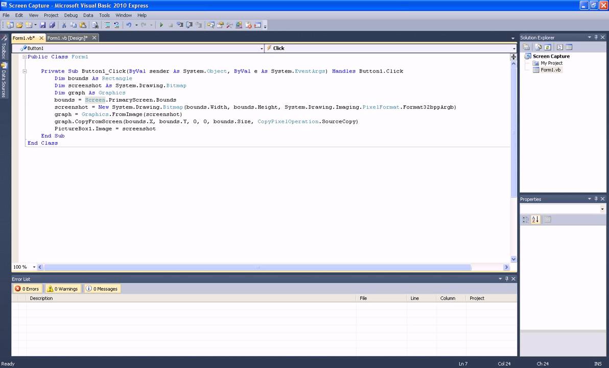 Screen Capture Program Made In Visual Basic 2008 And 2010 + Source - YouTube