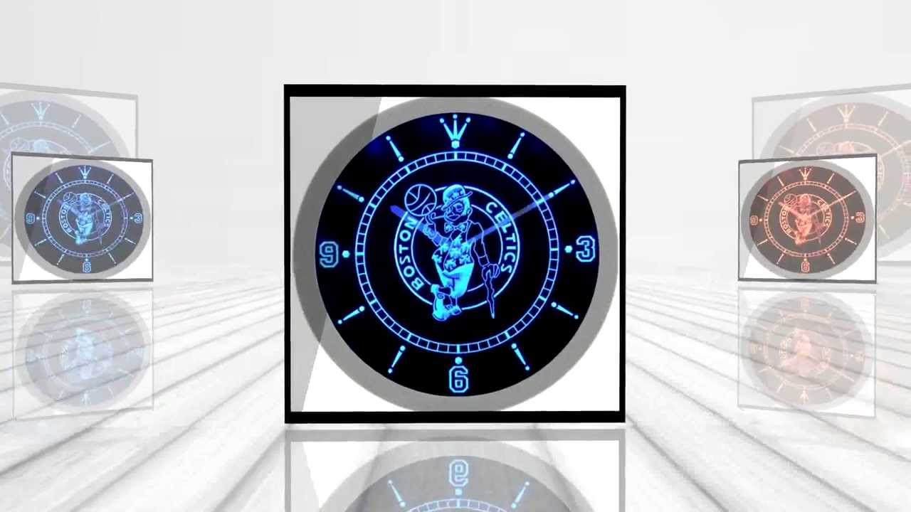Boston Celtics Basketball Neon Sign Bar Wall Clock - YouTube