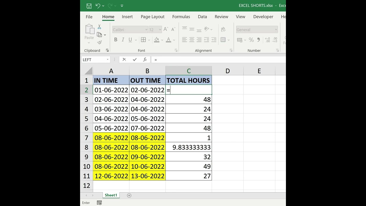 Calculate Hours Between Dates In Excel shorts excelhurdles YouTube Calculate Hours Between Dates In Excel shorts excelhurdles YouTube