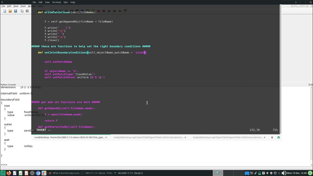 OpenFoam Intermediate 125 - minor corrections, U and p BCs with python ...