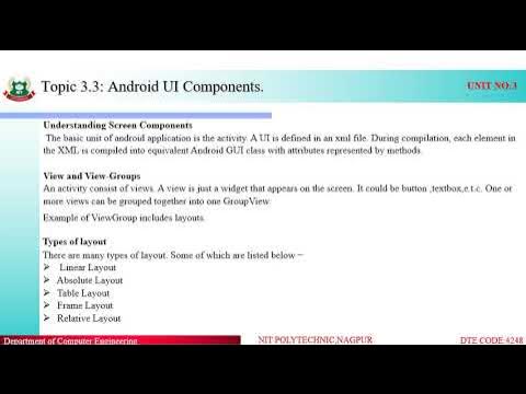 3 3 Android UI Components - YouTube