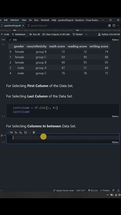 How to select specific columns from dataset using pandas library? #shorts - YouTube