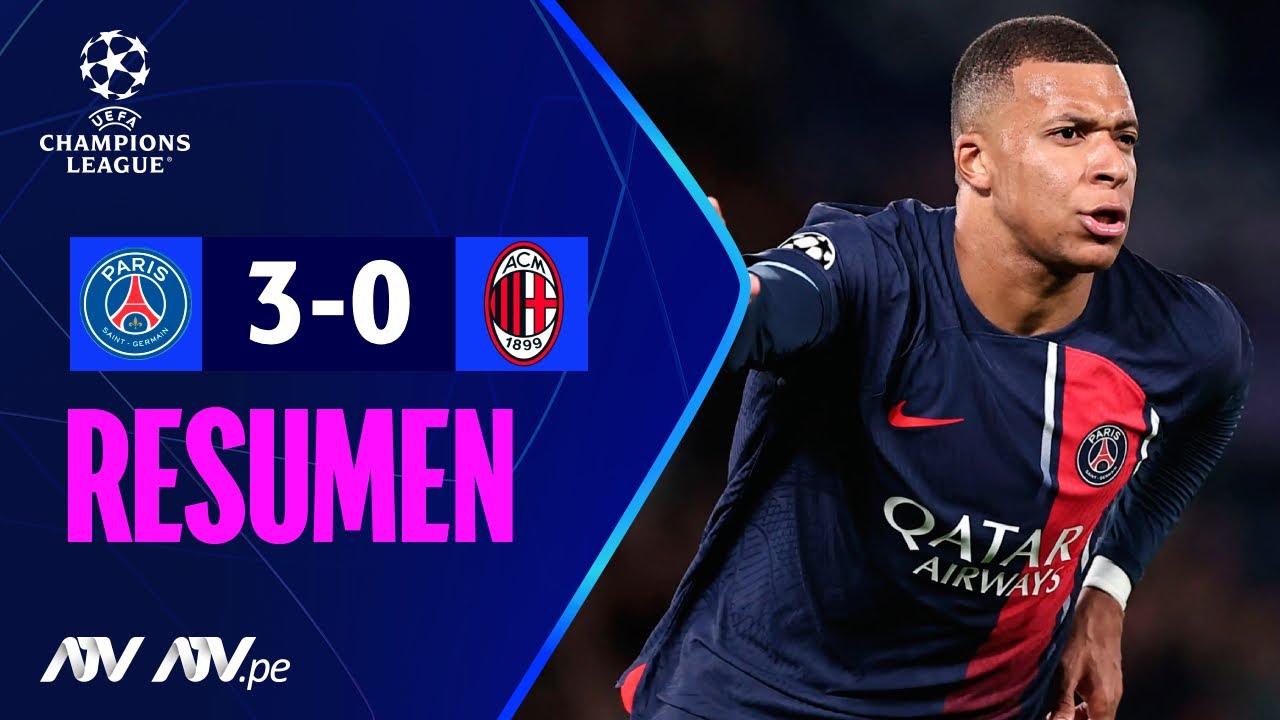 Resumen y goles del PSG 3 - 0 Milan, fase de grupos de la Champions League - YouTube