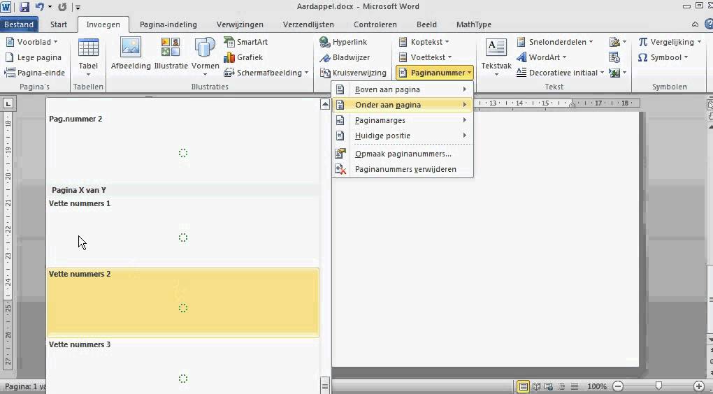 Voettekst Paginanummer Invoegen - YouTube