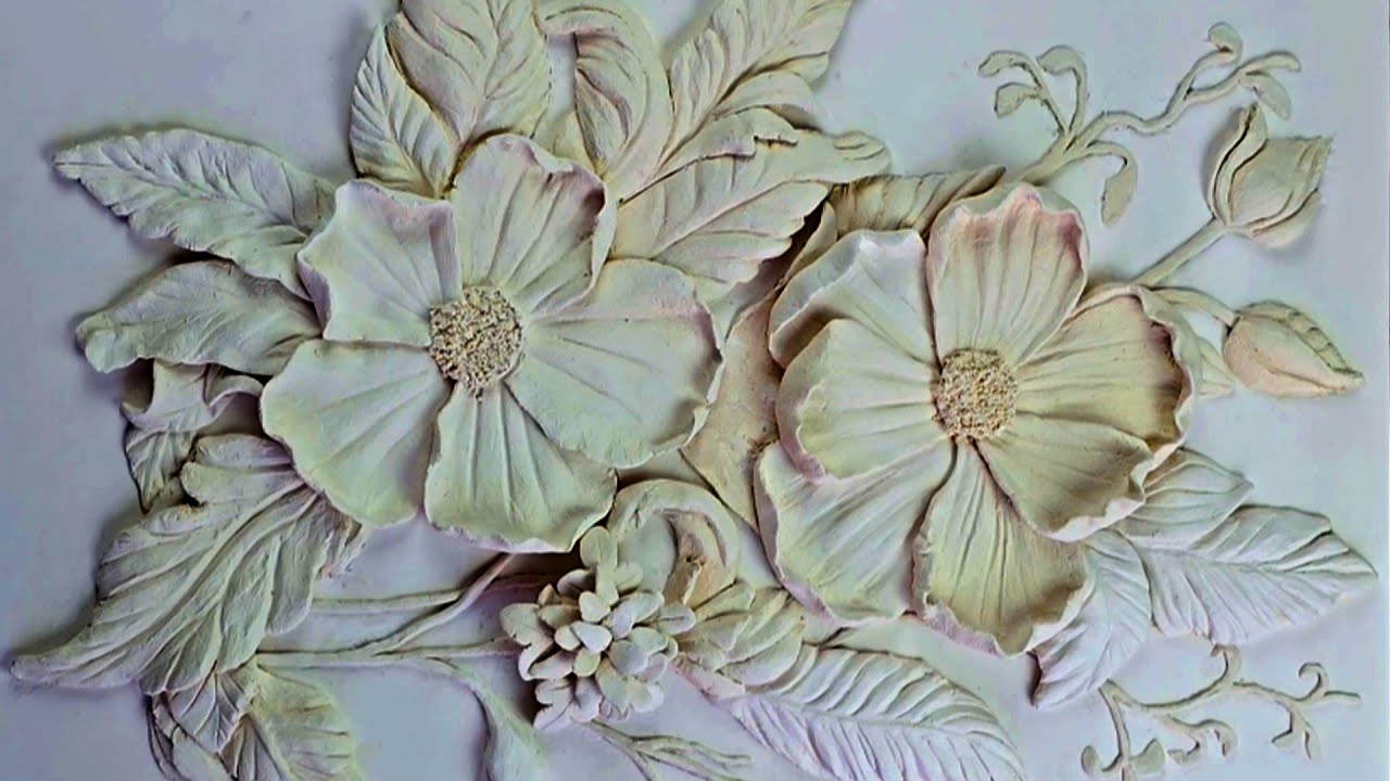 Tutorial for making a botanical bas relief from clay - YouTube