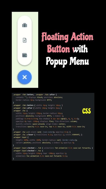 Floating Action Button Popup Menu #css3 #coding #programming - YouTube