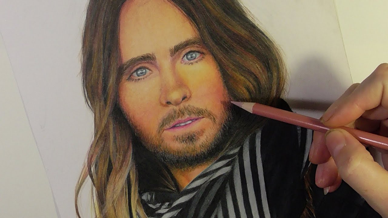 Colored pencils portrait | Drawing Jared Leto - YouTube