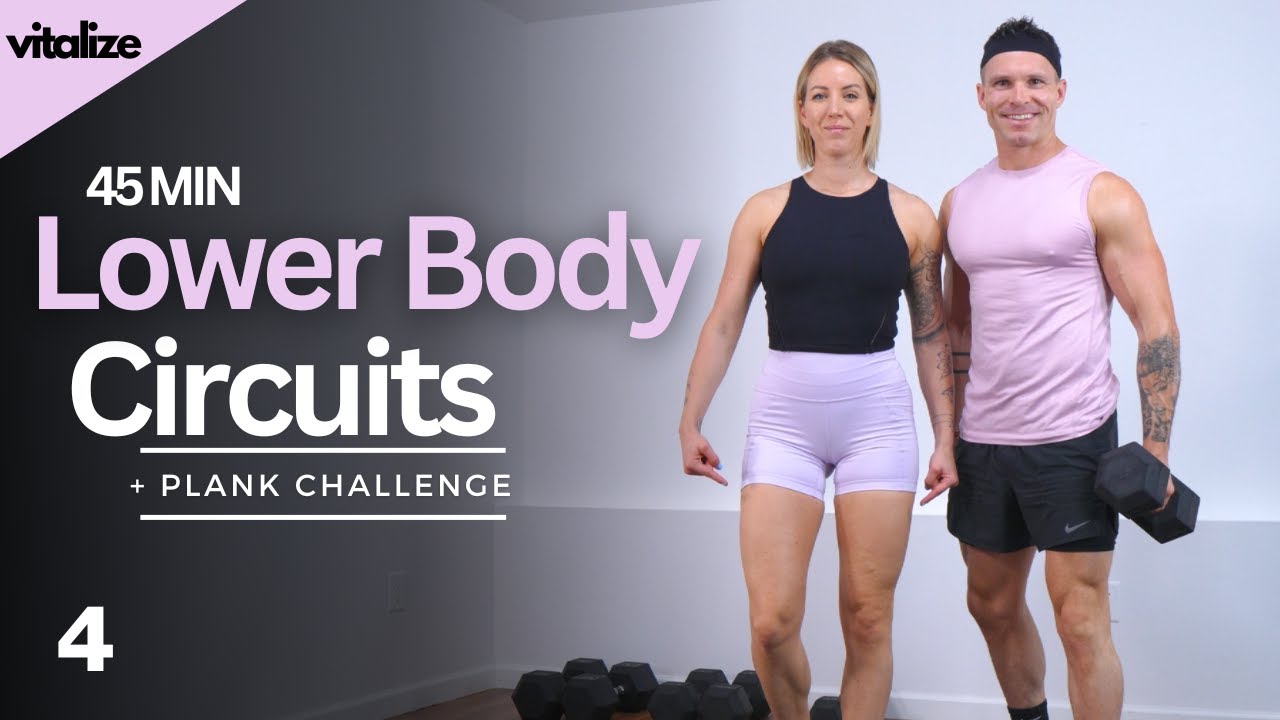 45 Min LOWER BODY WORKOUT with WEIGHTS | Circuits | + Plank Challenge ...