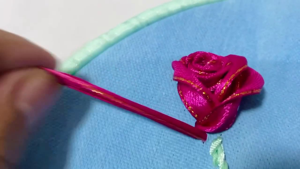 How to make a small rose ribbon embroidery by Bravo's Ribbonry Designs ...