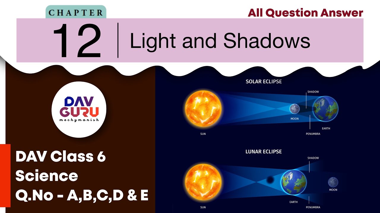 Chapter 12 | Light and Shadows | Class 6 DAV Science (Question Answer ...