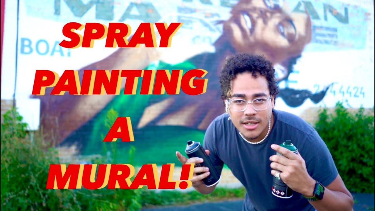 ART VLOG. SPRAY PAINTING a REALISTIC MURAL freehand!!! - YouTube