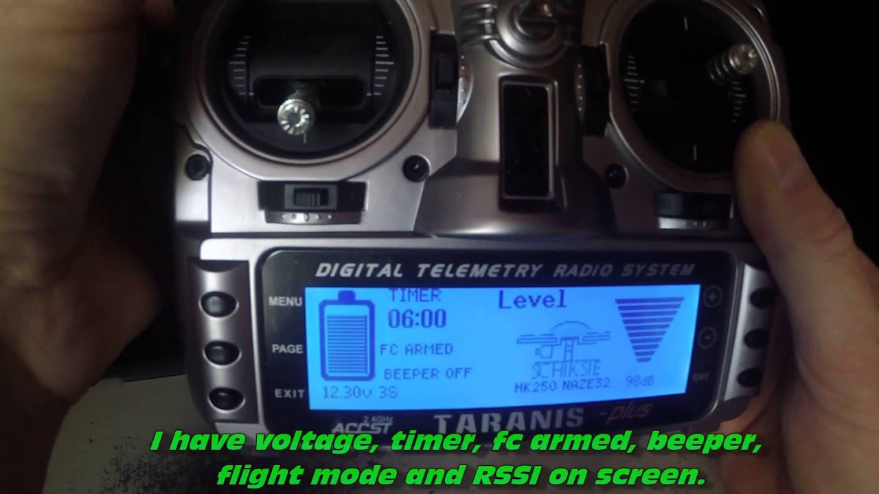 FrSky Taranis X9D Plus with D4R II telemtery on Naze32 - YouTube