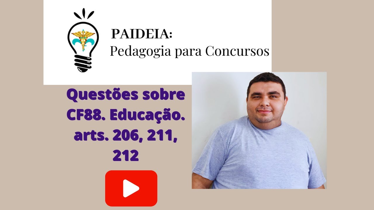 Questões sobre CF88. Educação. Arts. 206, 211, 212. - YouTube