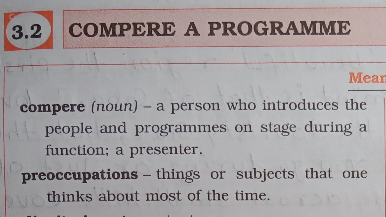 7th STD English Workbook Chp 3.2 Compere A Programme @omeducation8606 ...