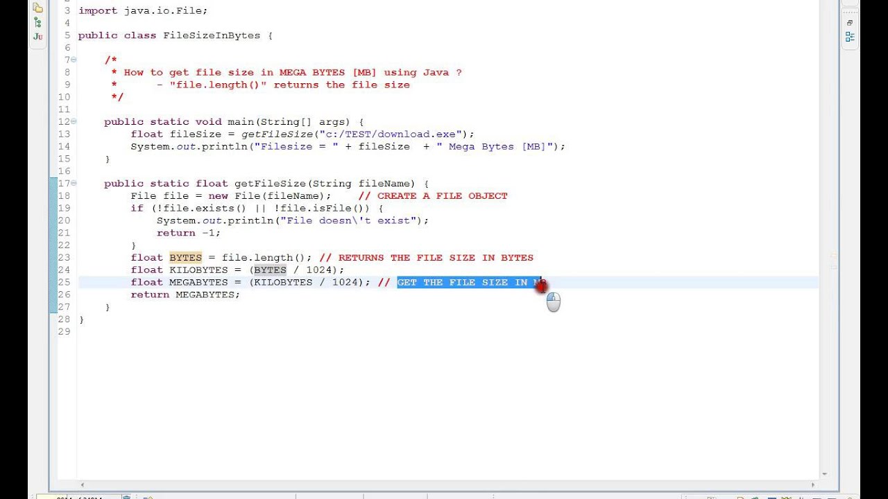 HOW TO GET FILE SIZE IN MEGA BYTES MB USING JAVA YouTube HOW TO GET FILE SIZE IN MEGA BYTES MB USING JAVA YouTube
