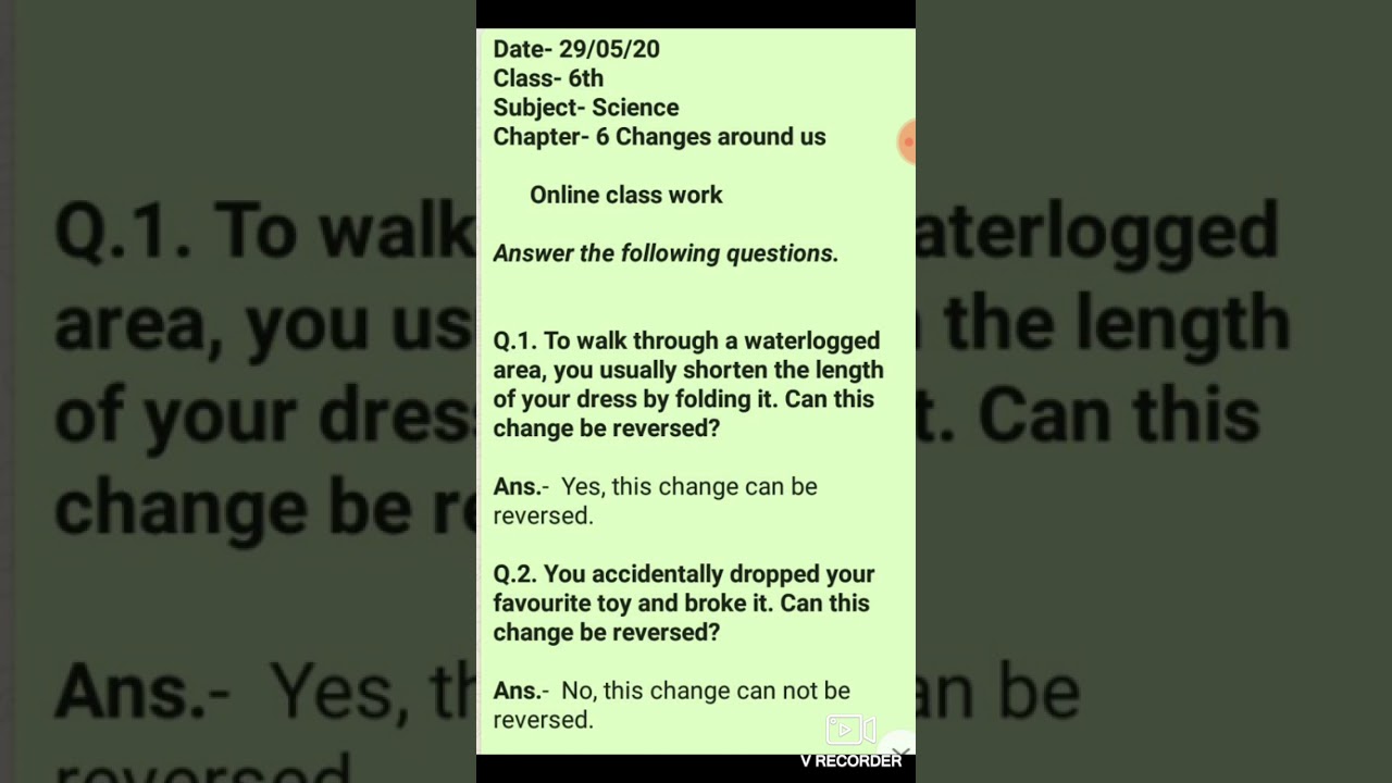 Class 6th Science Chapter 6 Changes Around Us Q A Part 4 Class 6th Science Chapter 6 Changes Around Us Q A Part 4
