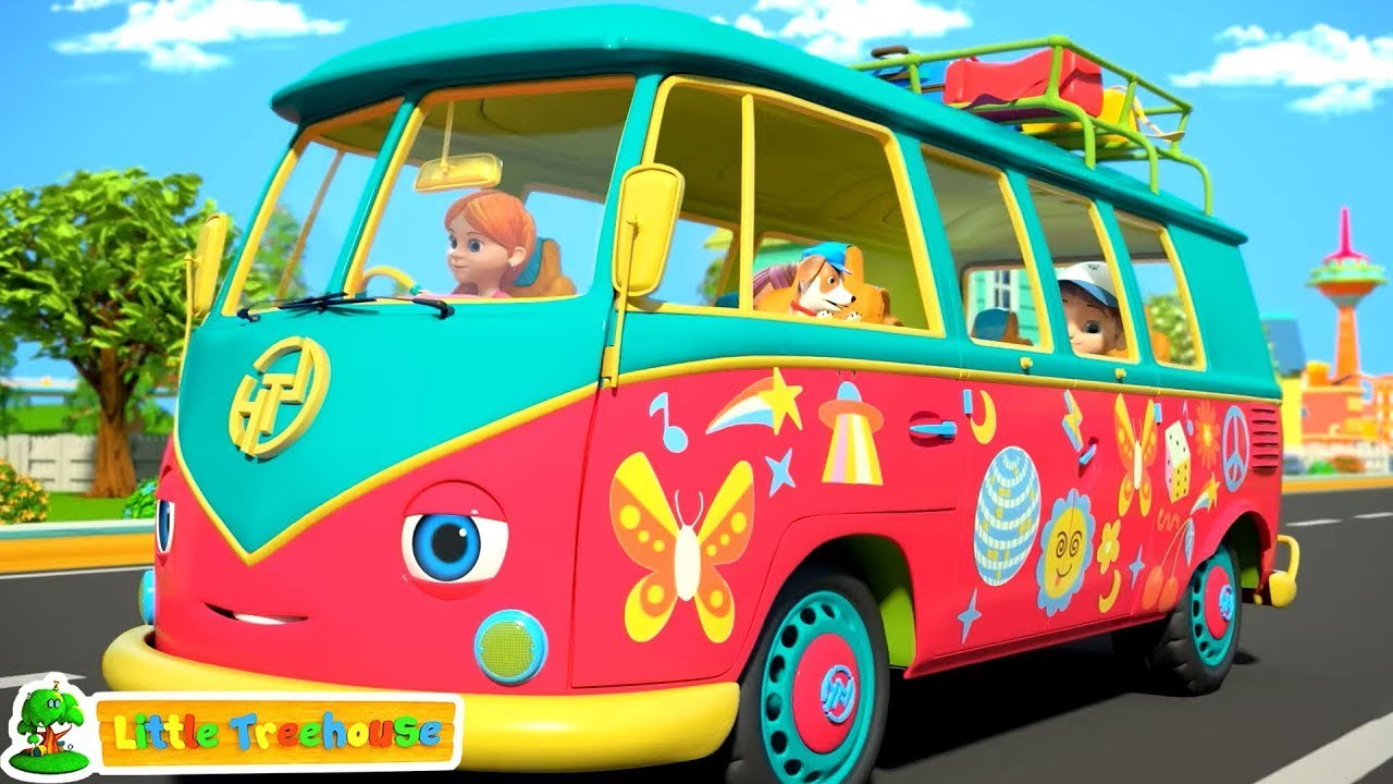 Wheels on the Bus - Summer Camp Ride Song & More Vehicle Cartoons ...
