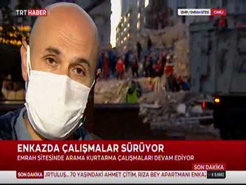 İzmir depremi Emrah Apartmanı enkazı... Akşam süren çalışmalar