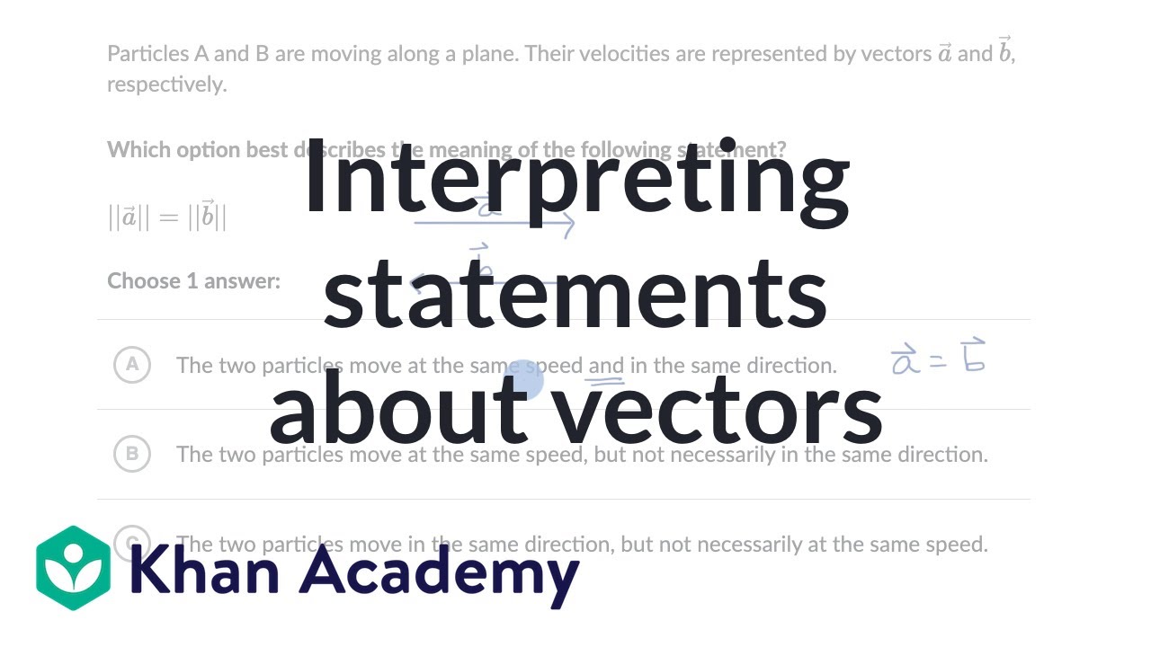 Interpreting statements about vectors | Vectors | Precalculus | Khan ...