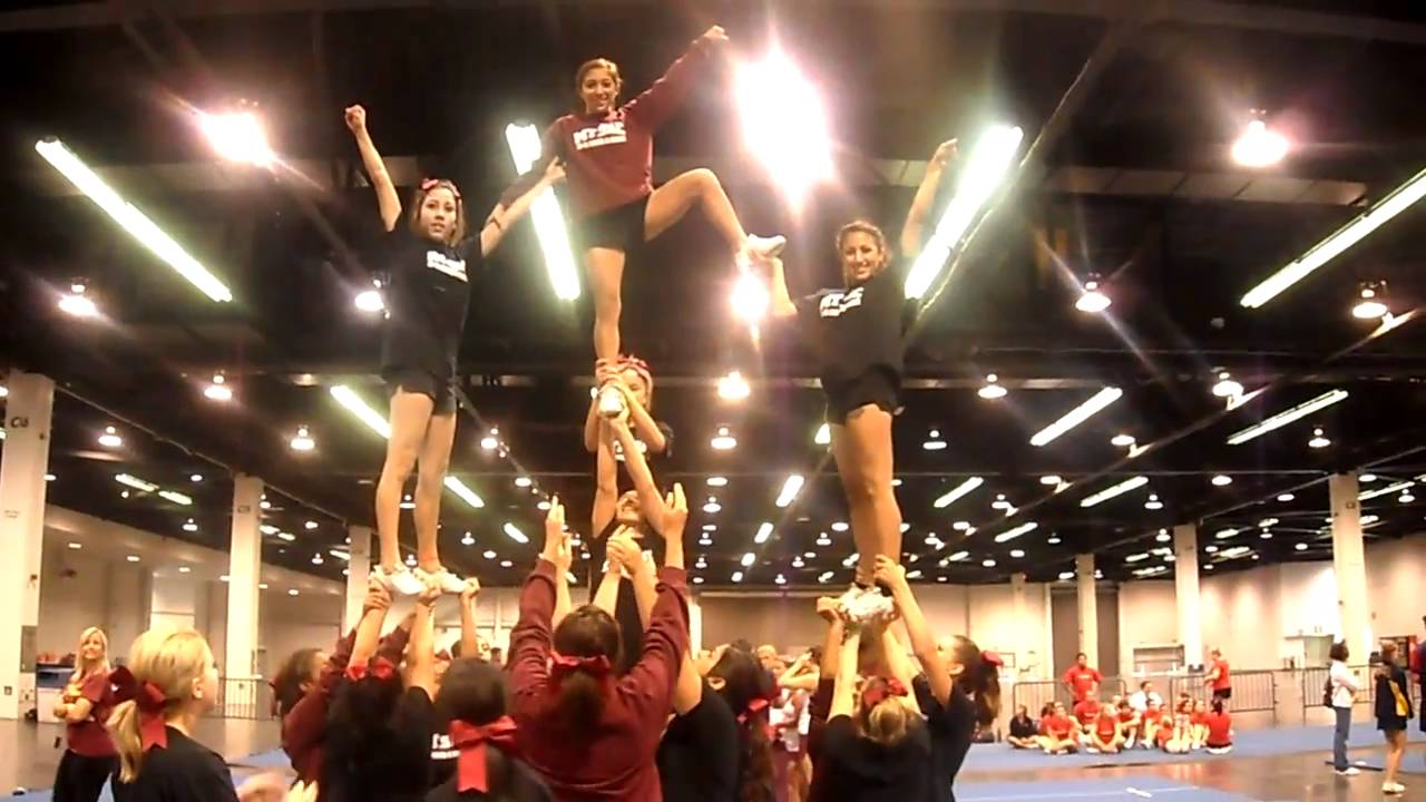 Mt sac cheer camp pyramid evaluation 10-11 - YouTube