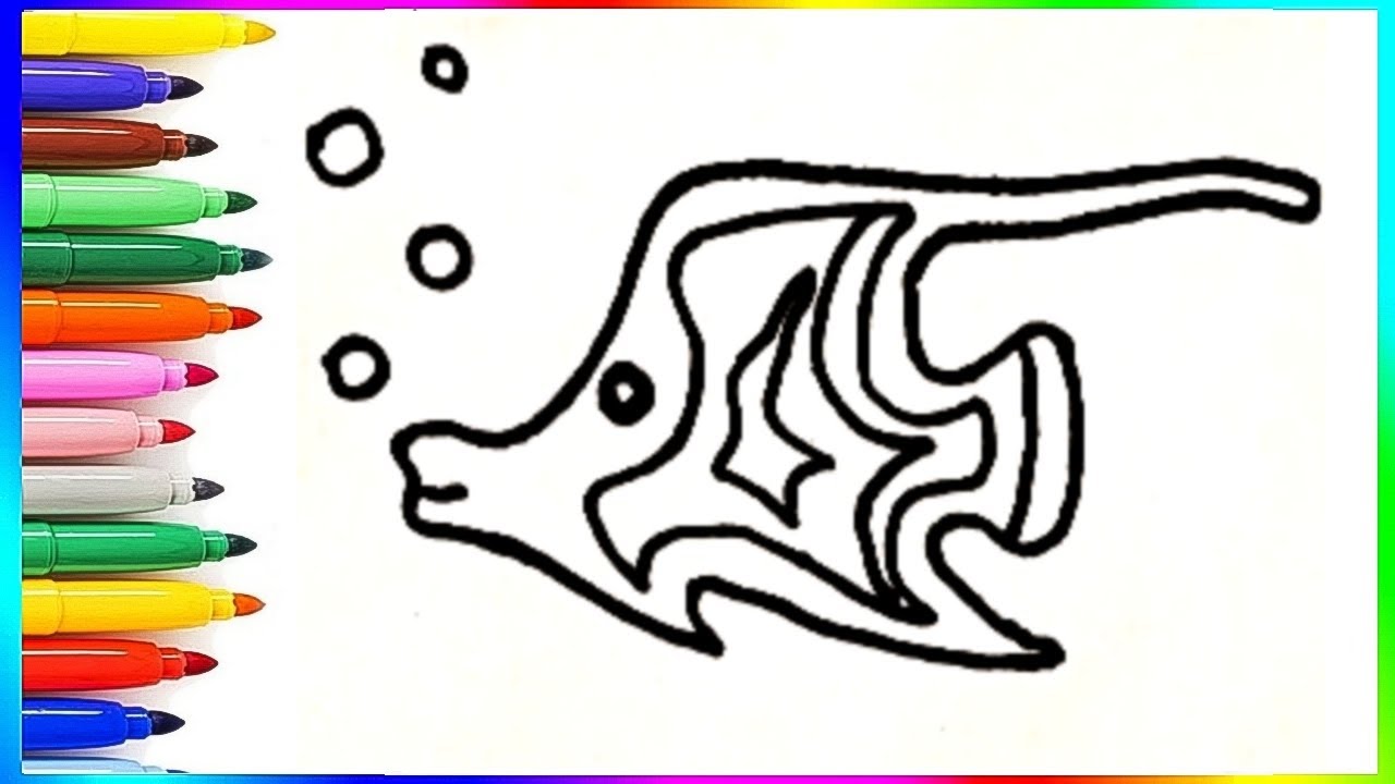 Easy Sea Fish drawing for kids 🌈🎊 step by step drawing tutorial 🔵🟡🔴 ...
