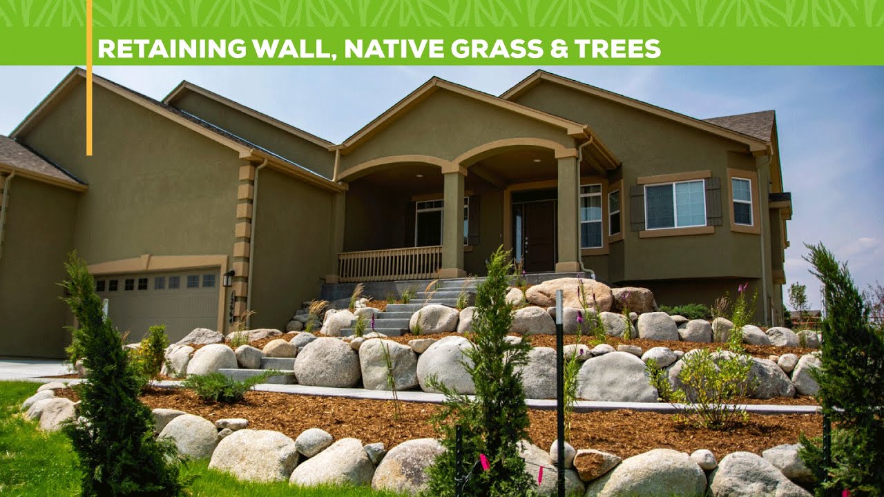 Retaining Wall, Native Grass & Trees - YouTube