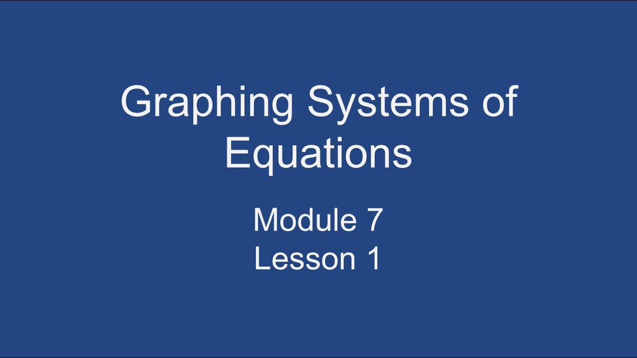 Module 7 Lesson 1 – Graphing Systems of Equations - YouTube