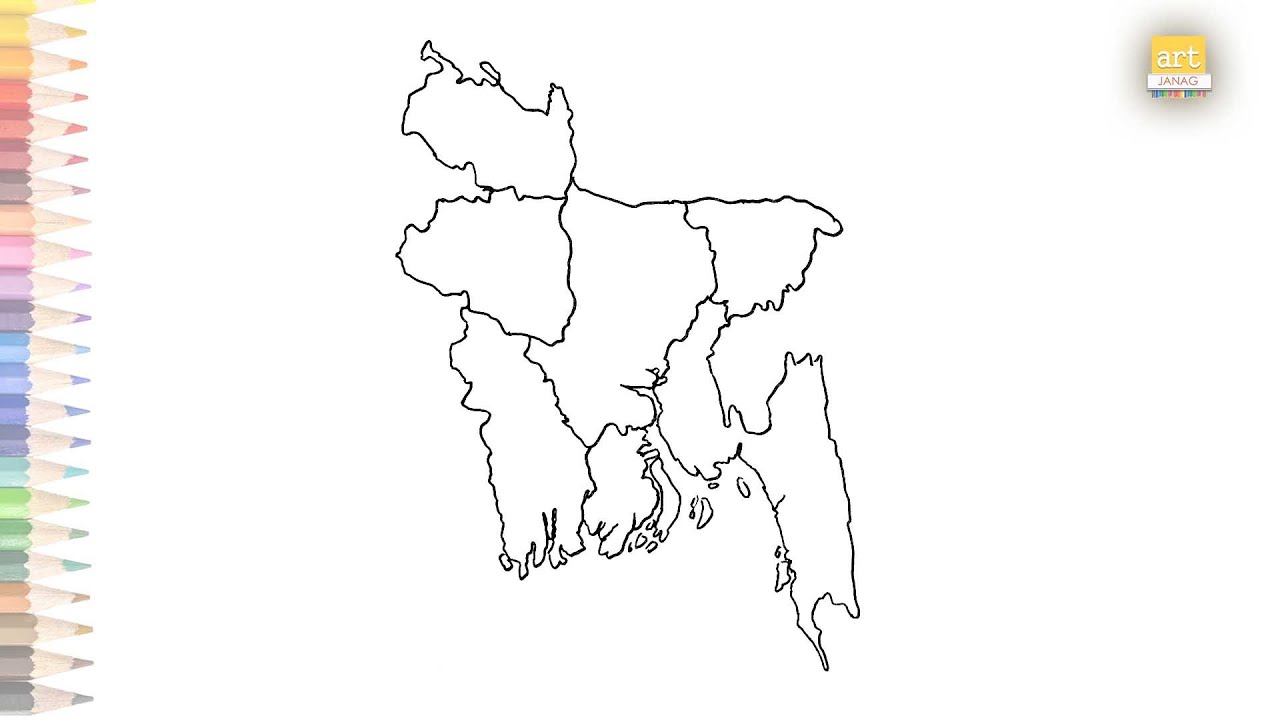 Bangladesh map outline | How to draw Bangladesh map step by step ...