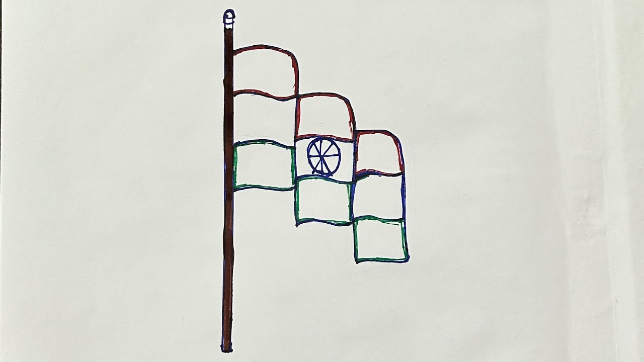 Flag drawing step by step process🇮🇳flag drawing 🇮🇳🇮🇳republic day🇮🇳🇮🇳 ...