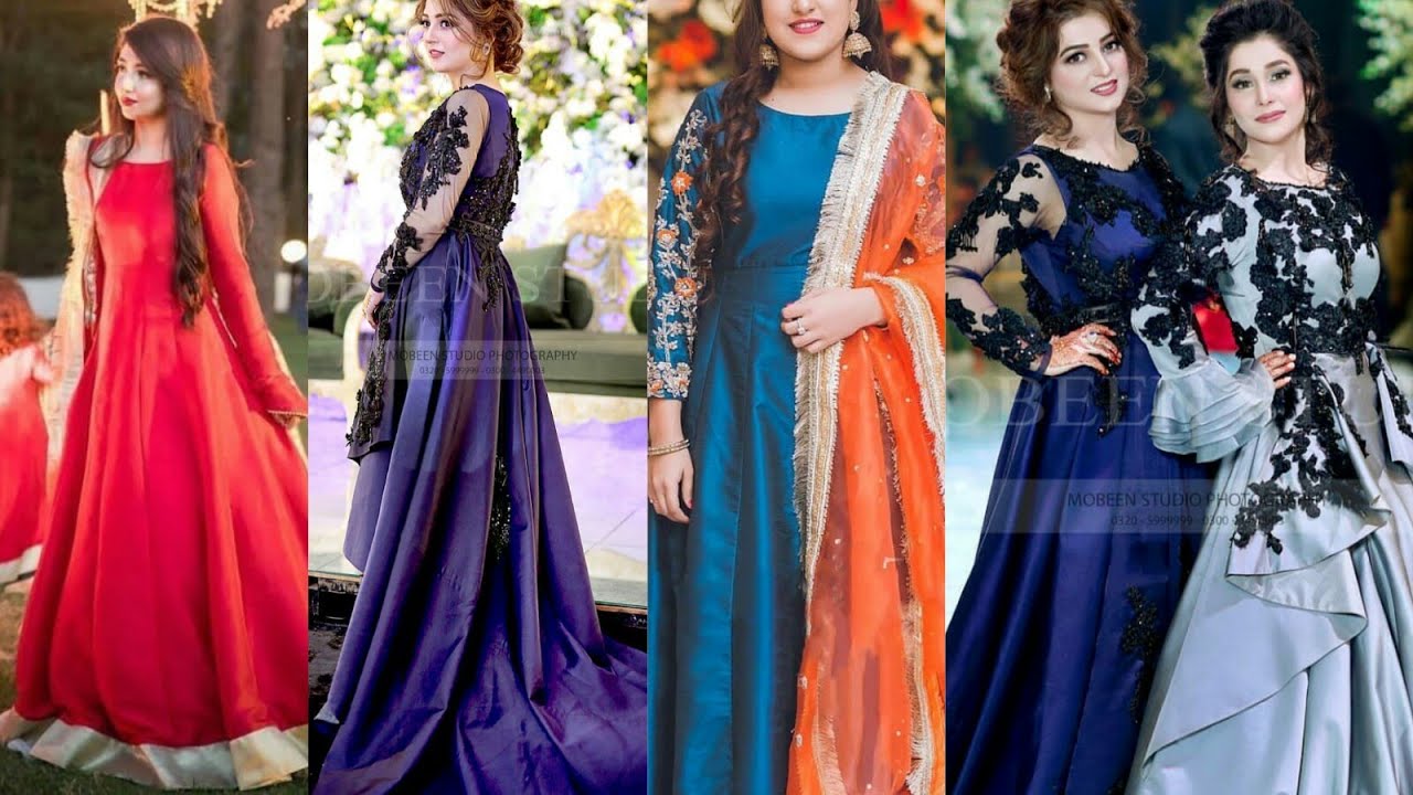 Beautiful Plain Long Frocks for Party wear 2020 || with heavy Dupatta ...