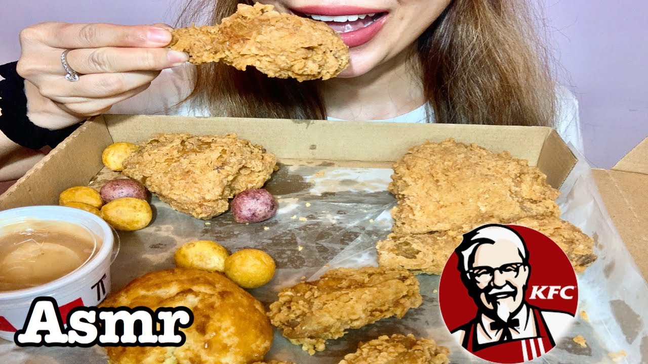 Asmr/Mukbang KFC eating sounds no talking fried Chicken 먹방食べる音 - YouTube