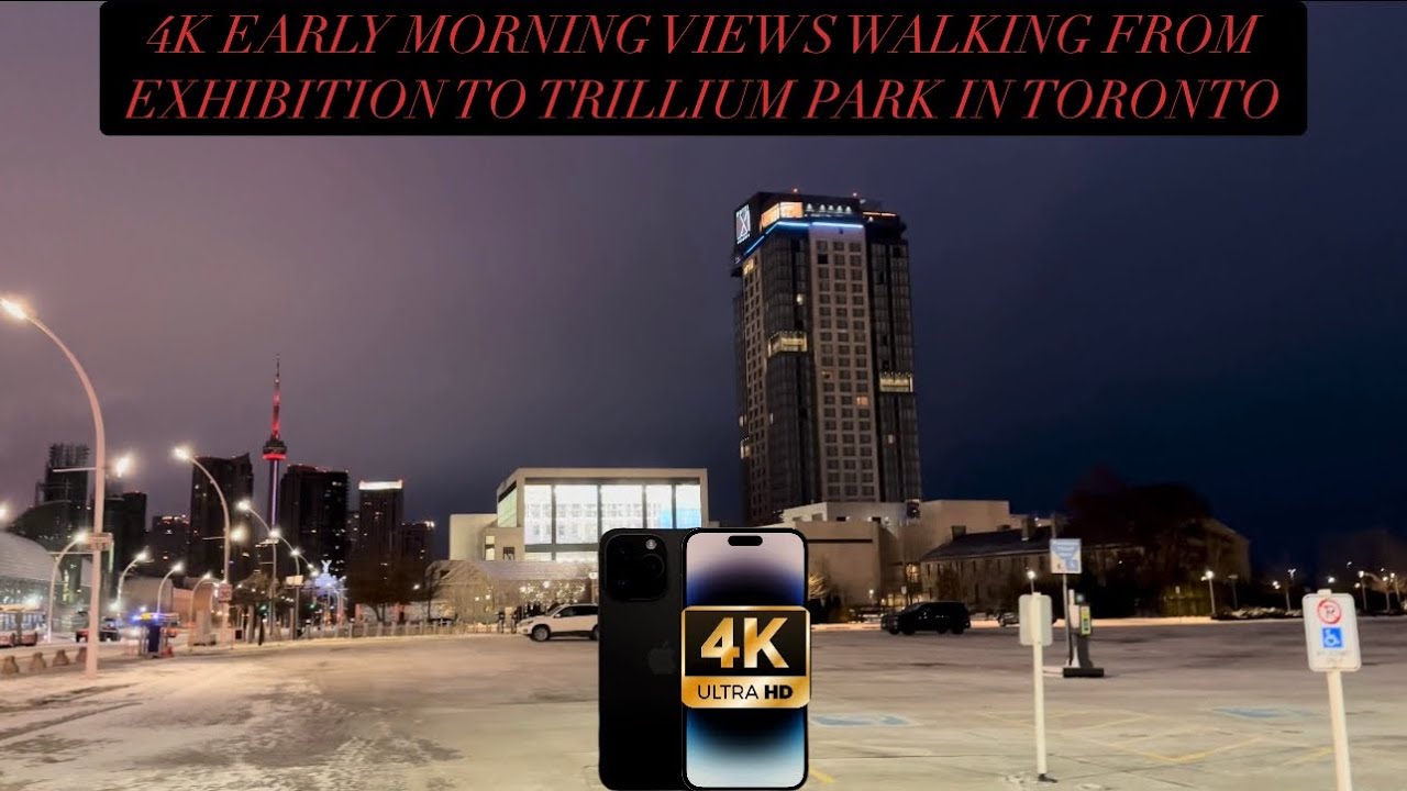 4K HDR Walking from Exhibition TTC Streetcar Loop to Trillium Park ...