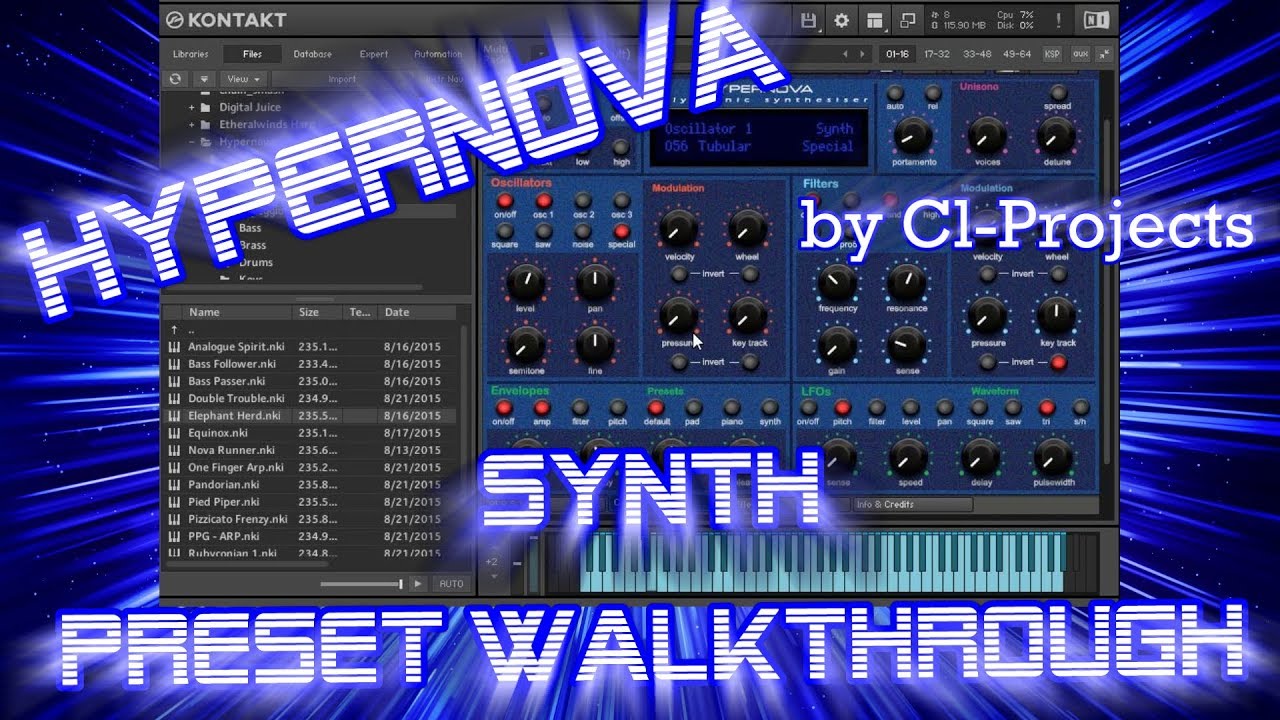 HYPERNOVA - Synthesizer by CL-Projects - Preset Walkthrough (Kontakt Polyphonic Synth) - YouTube