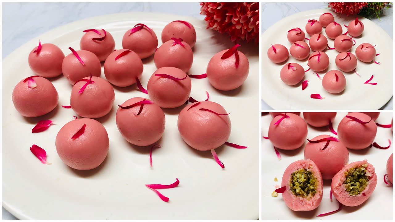 5 Minute Pink Sweet Recipe | Raksha Bandhan Special ~ Pink Ladoo ...