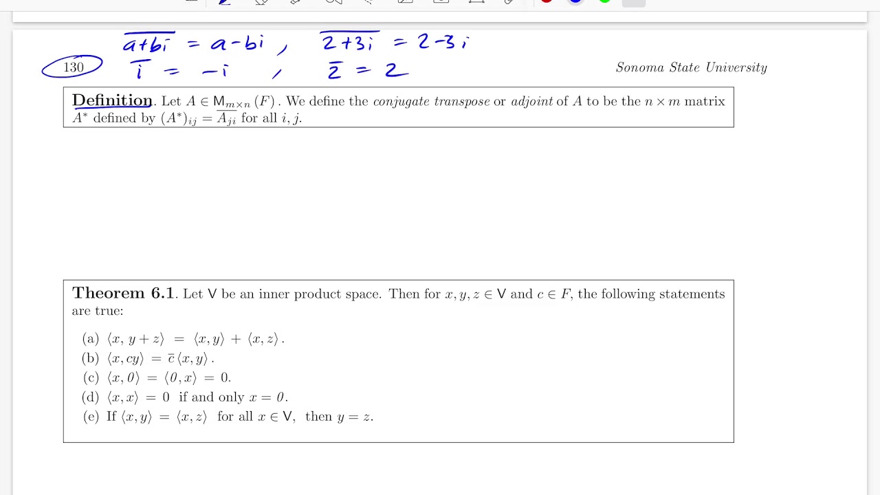 Math 322Section 6.1 Conjugate Transpose Definition - YouTube