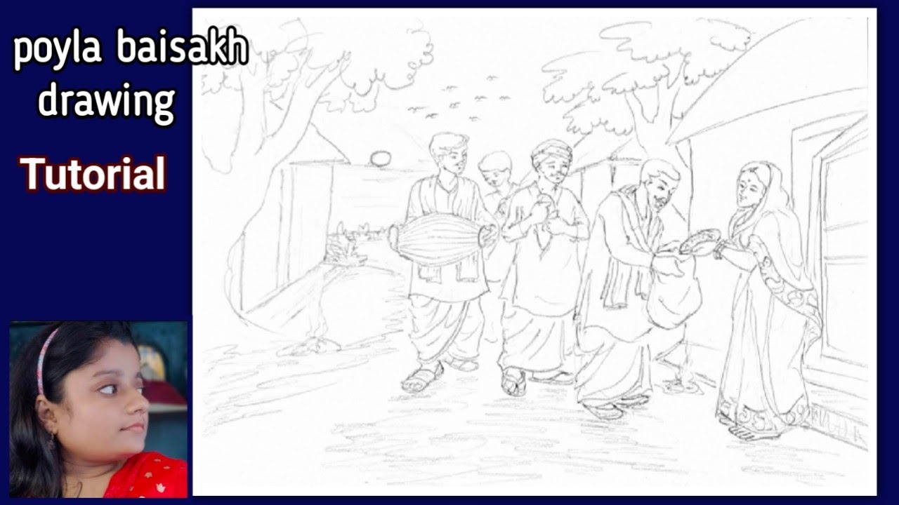 Pohela boishakh drawing easy || poyla baisakh scenery drawing _maam ...