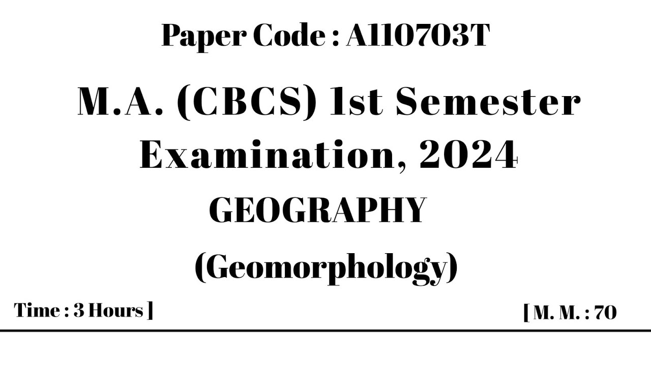 MA 1st Semester Geography Question Paper 2024 | MA 1st Year Geography ...