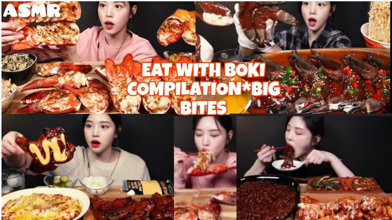 ASMR: Eat with boki Eating sound challenge | shrimp| Bacon cheese ...