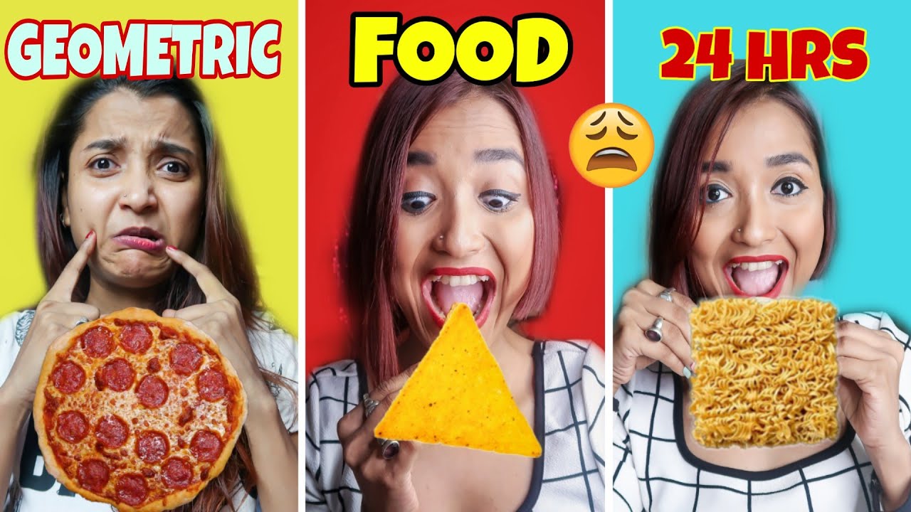 I Ate GEOMETRIC SHAPE FOOD For 24 HOURS CHALLENGE - WEIRD Geometrical ...