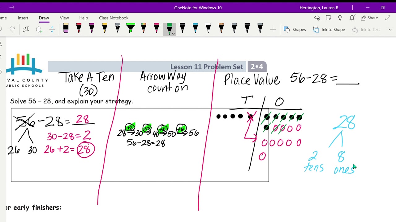 Subtraction Strategies-Take A Ten (multiple tens); Place Value; Arrow ...