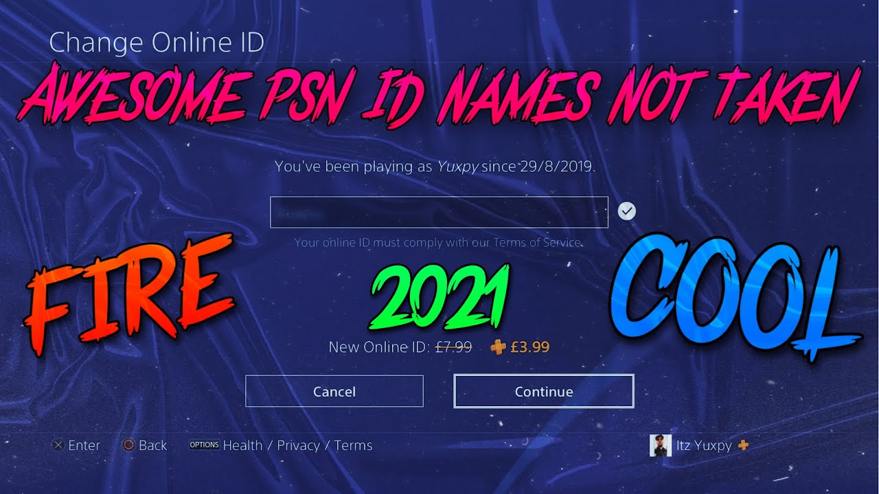 AWESOME NEW PSN ID NAMES NOT TAKEN 2021 - YouTube