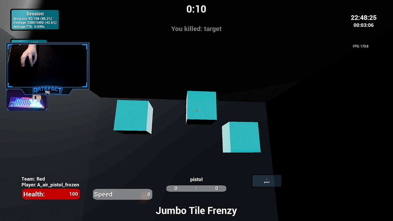 Jumbo Tile Frenzy - 152 - Kovaak's FPS Aim Trainer (w/ mouse cam) - YouTube