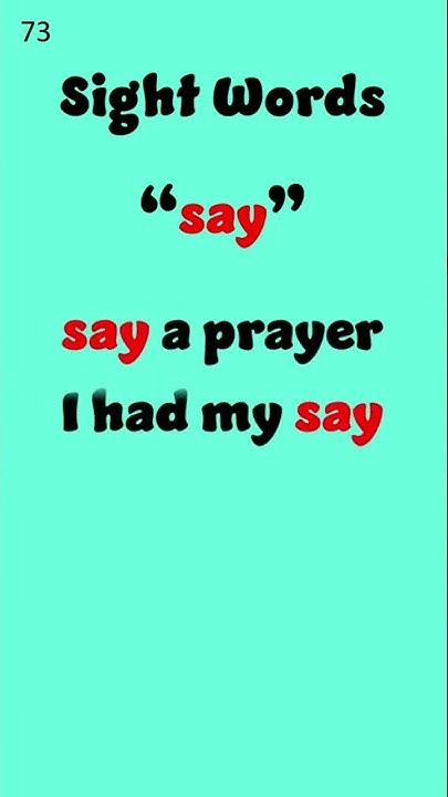 Sight Words | say - YouTube