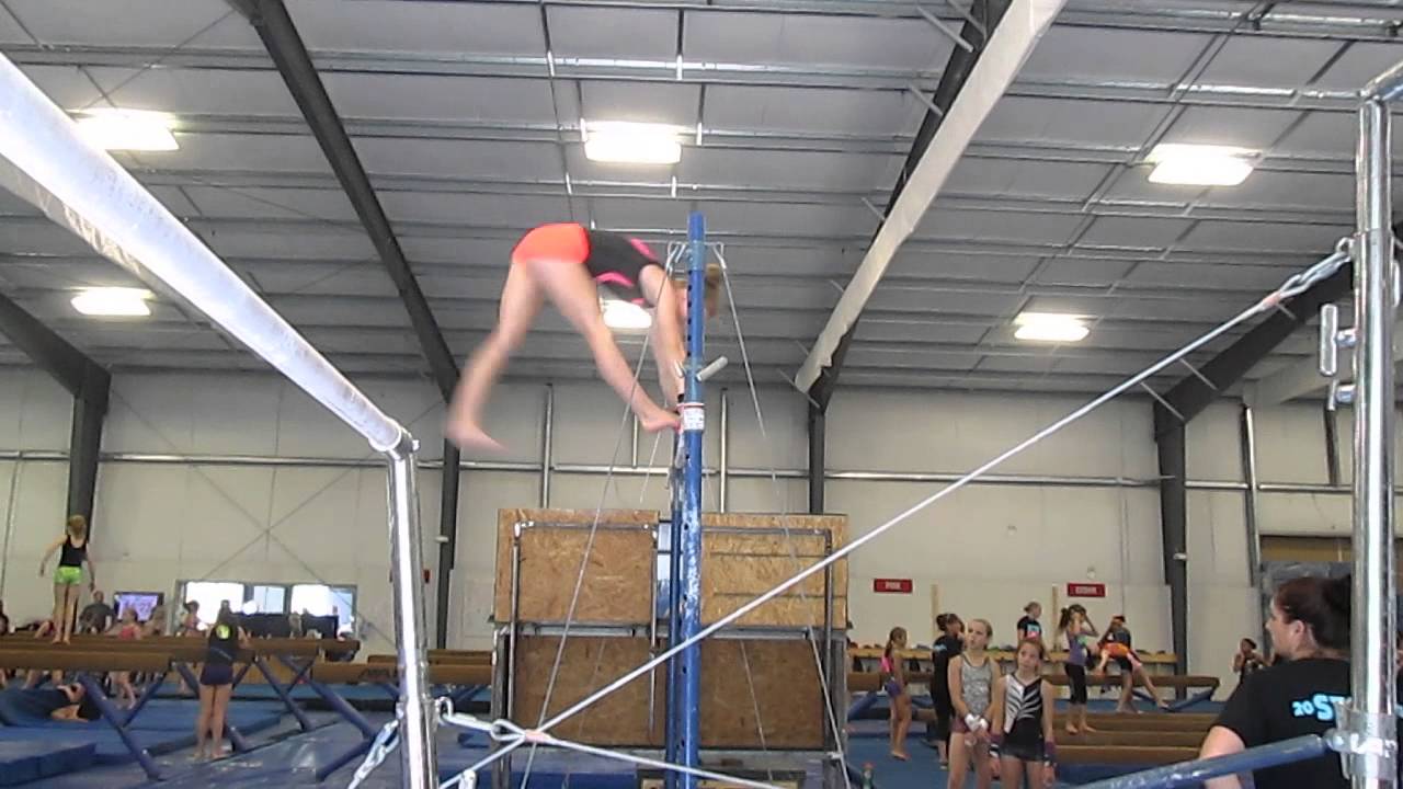 Toe On Front Pike dismount off uneven bars - YouTube