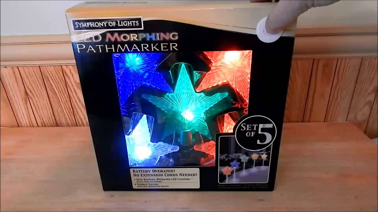 5 Lighted Stars LED Morphing Pathway Marker Christmas Lights - YouTube