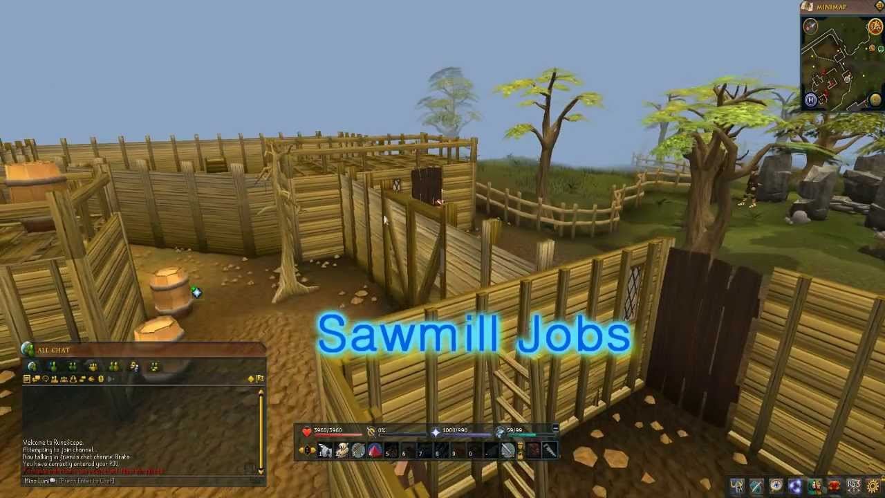 RuneScape 3 Sawmill jobs with commentary - YouTube