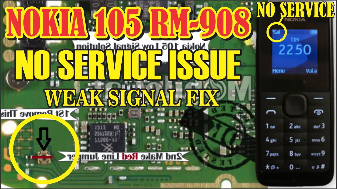 Nokia 105 rm-908 No Service Fix Signal Problem - YouTube