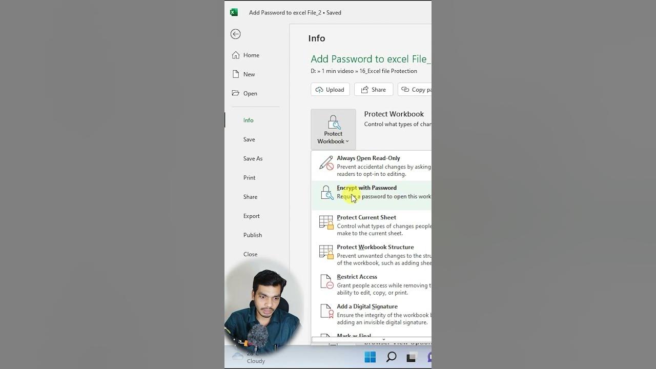 How To Protect Excel File To Open With Password How To Lock Excel File Youtube