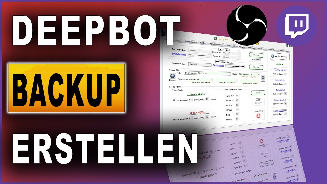 Deepbot Tutorial | Backups erstellen und wiederherstellen (2019) - YouTube