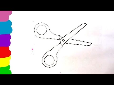 How To draw cute scissors | Drawing scissors from dot | - YouTube
